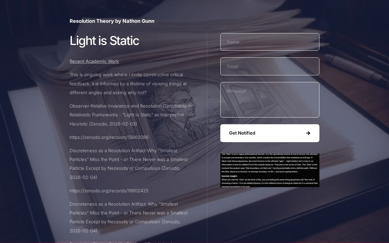 Light is Static